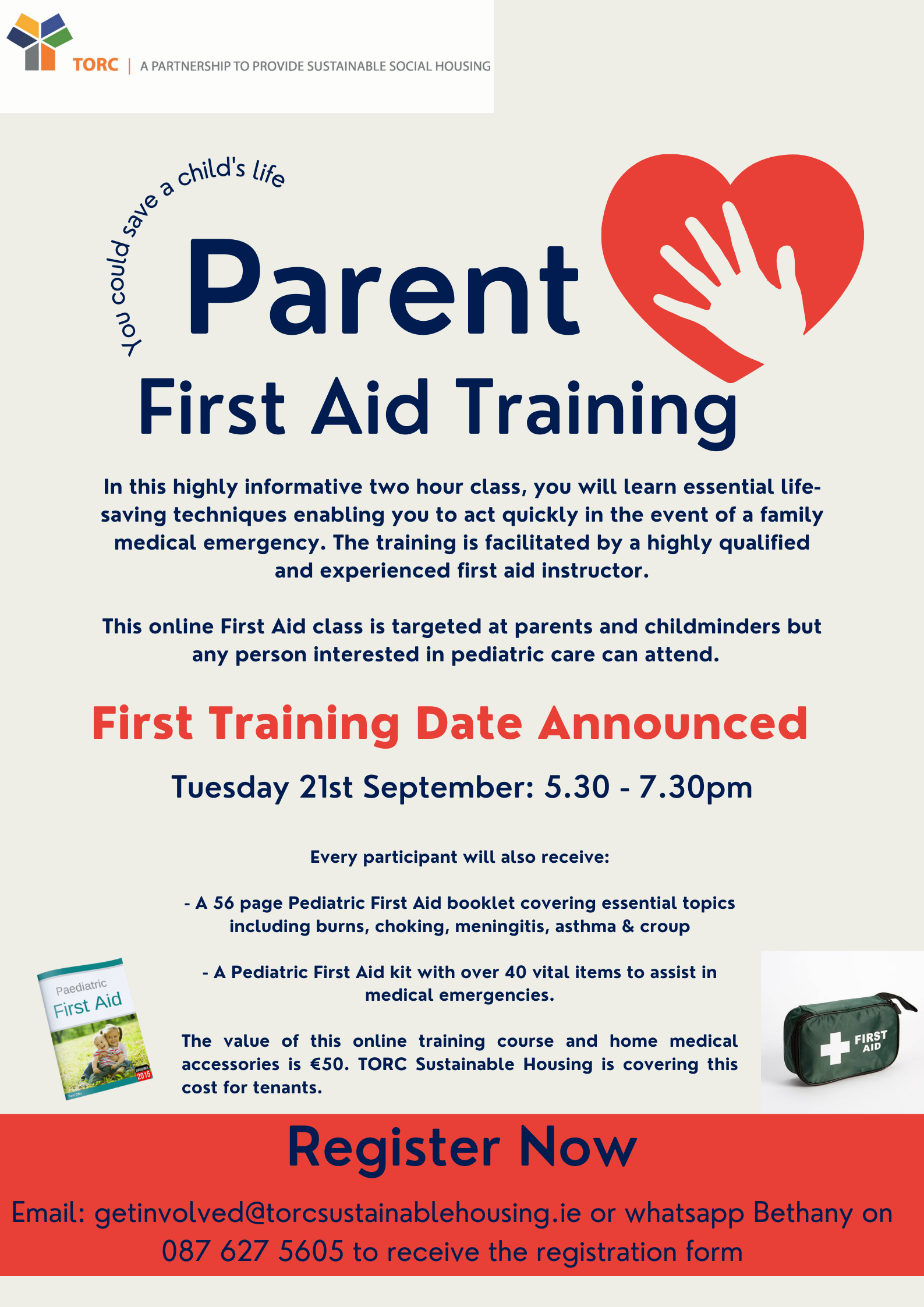 First date announced for Parent First Aid Training - Torcsustainablehousing